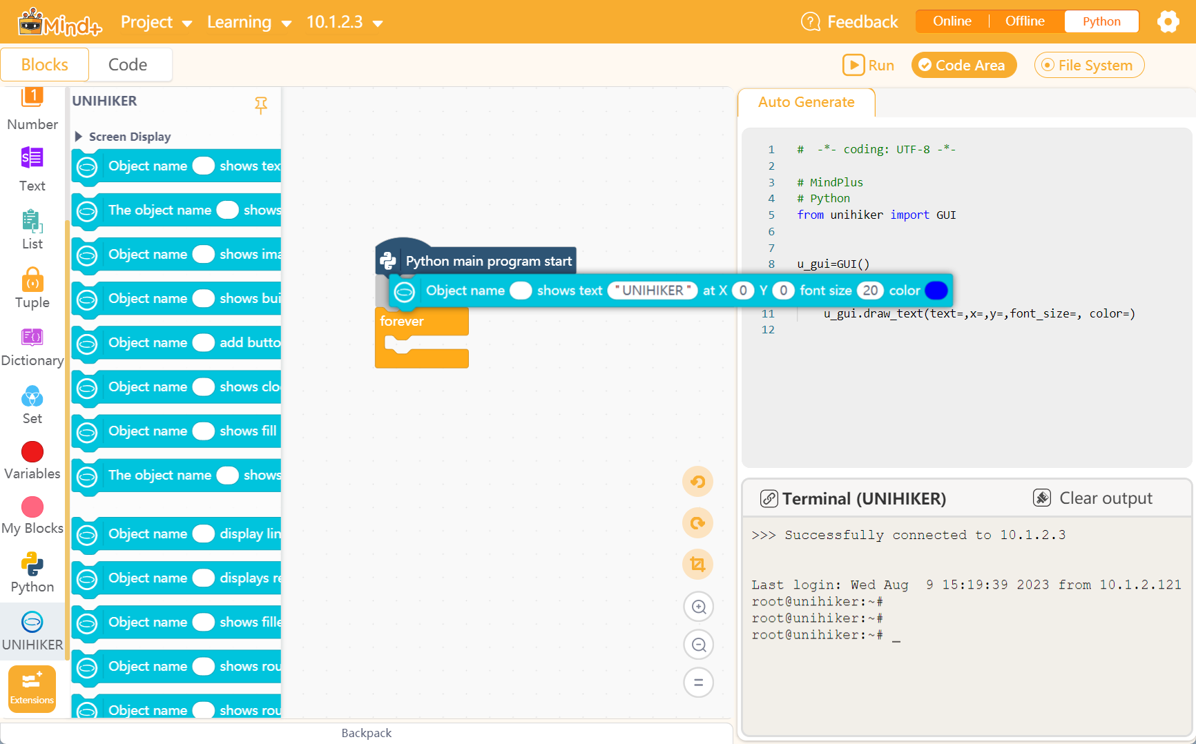Mind+ Python & Graphical Python - UNIHIKER Documentation